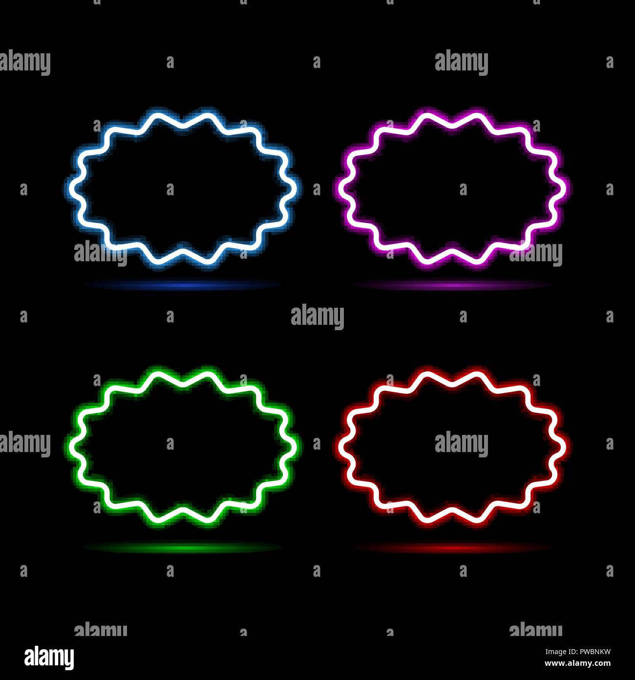 Set of neon banners on a black background. Vector illustration Stock ...