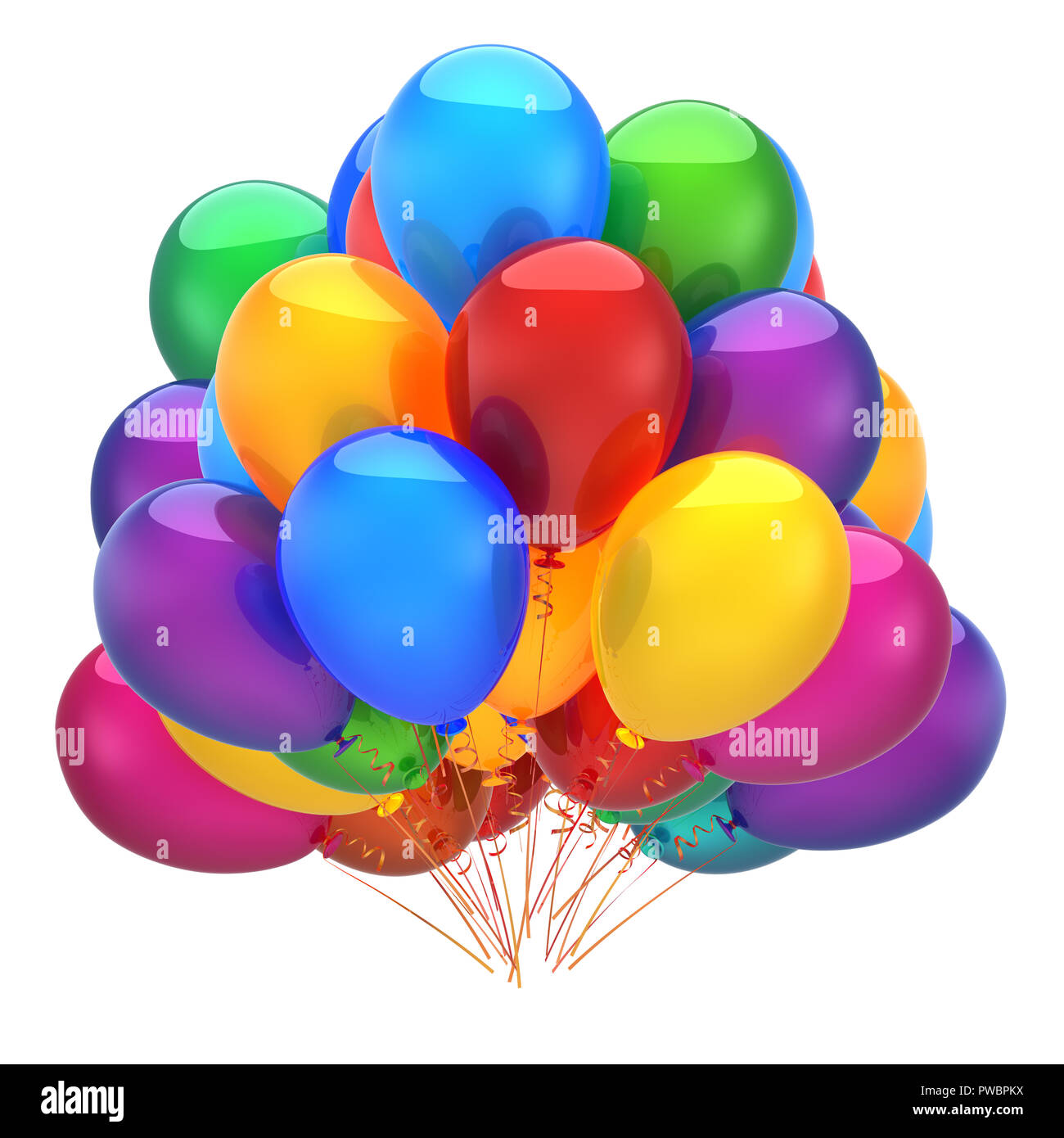 bunch of party helium balloons colorful. happy birthday decoration ...