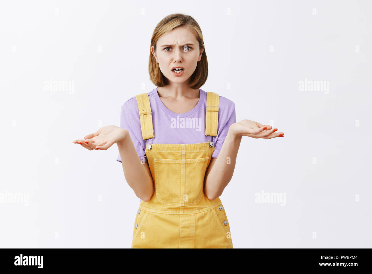 So what. Intense displeased and angry fair-haired caucasian girlfriend ...