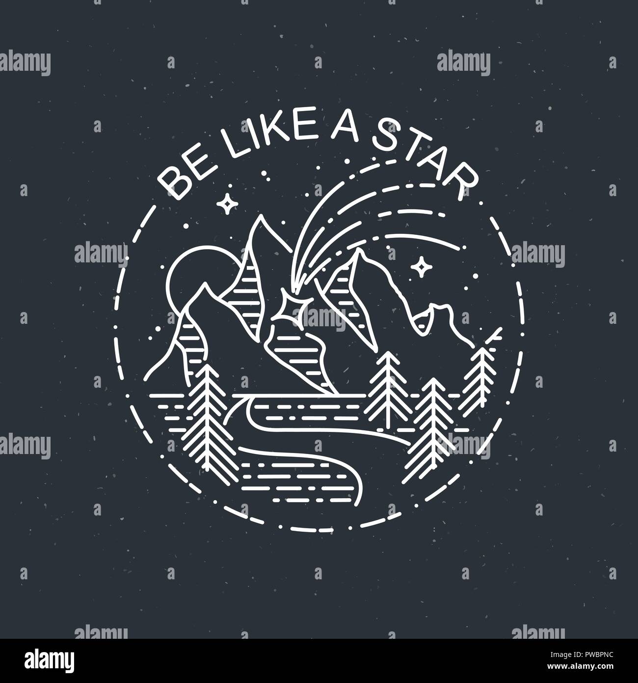 Be like a star. Night mountains with starfall. Nature exploration ...