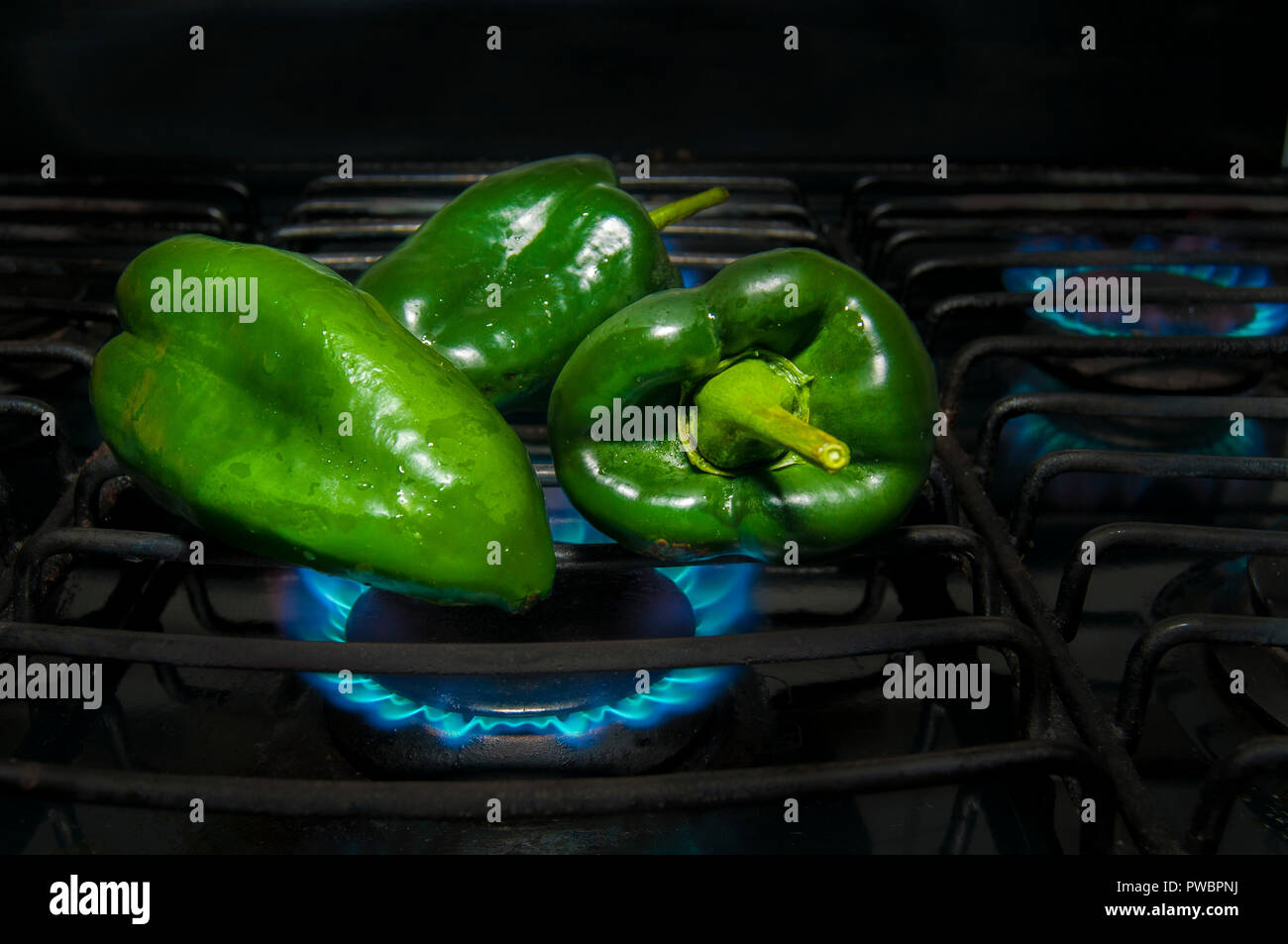 Procedure to peel CHILES PASILLA, in order to prepare chiles rellenos ...