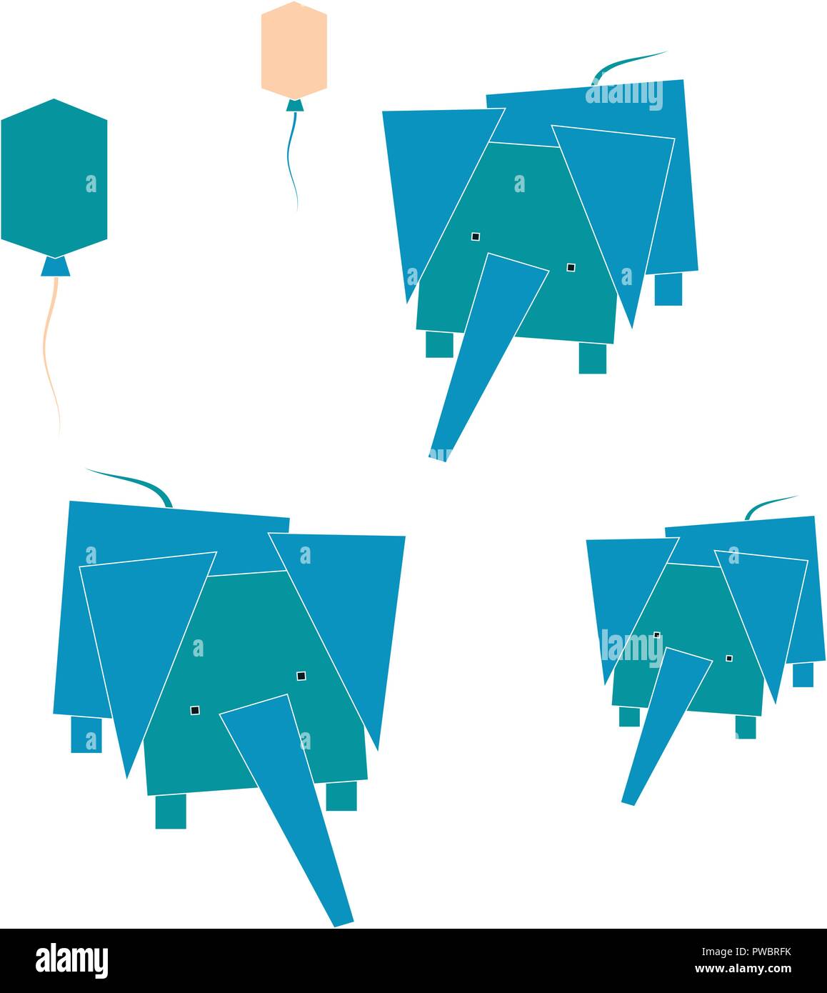 Abstract elephants simple vector illustration Stock Vector Image & Art ...