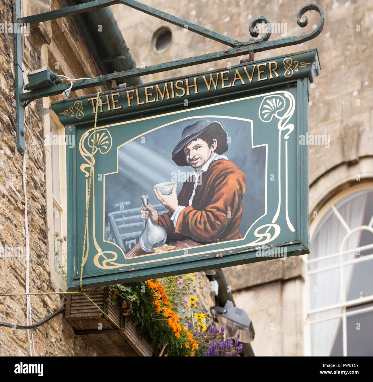 Pub sign for The Flemish Weaver, Corsham, Wiltshire, England, UK Stock ...