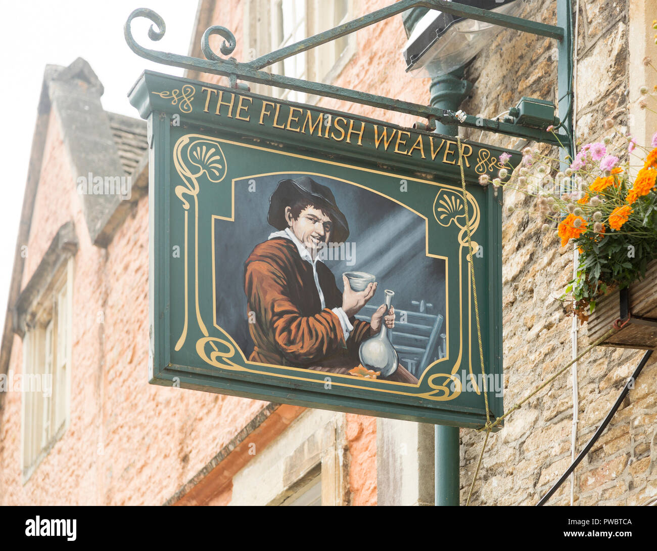 Pub sign for The Flemish Weaver, Corsham, Wiltshire, England, UK Stock ...