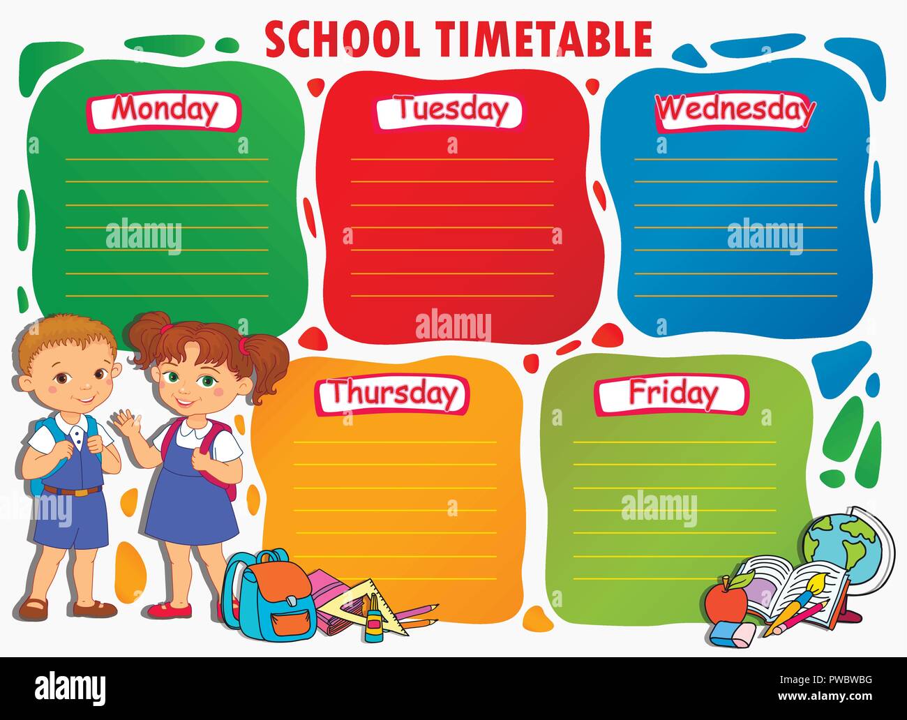 School timetable hi-res stock photography and images - Alamy