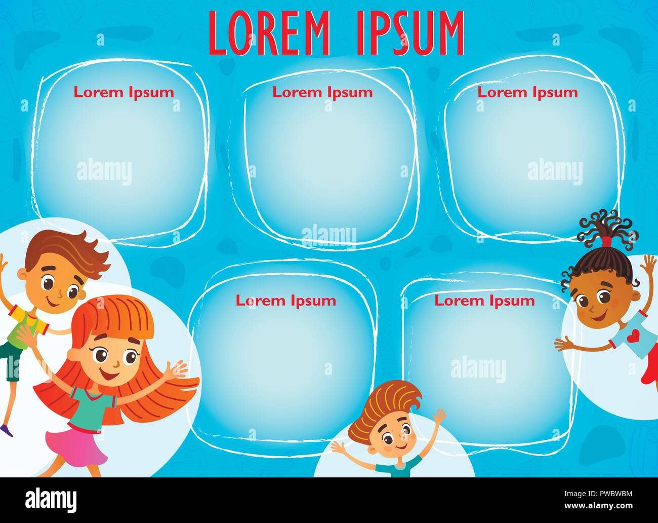 Vector brochure backgrounds with cartoon children. Infographic template ...