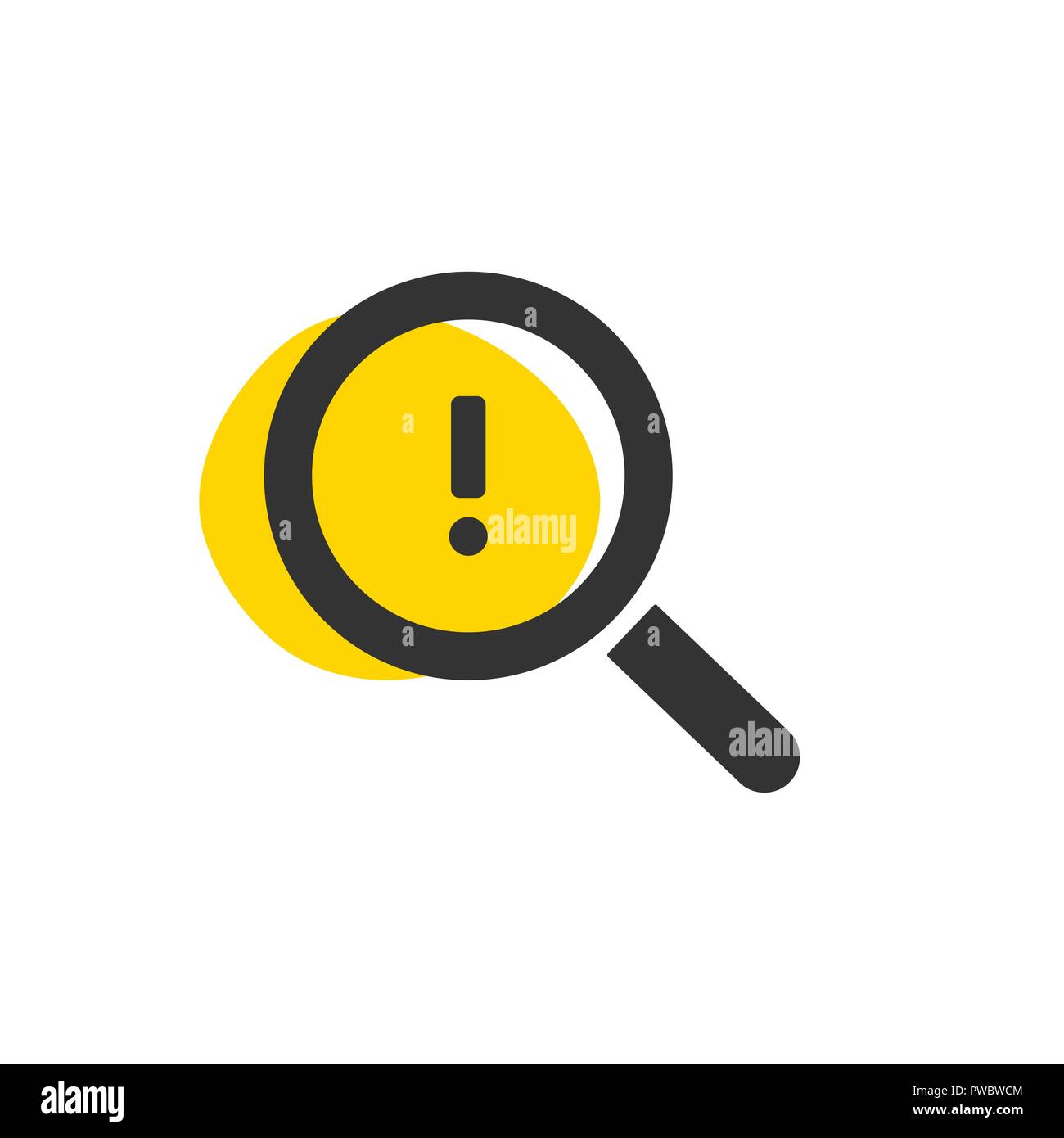 Magnifying glass looking for a warning isolated web icon. Vector ...