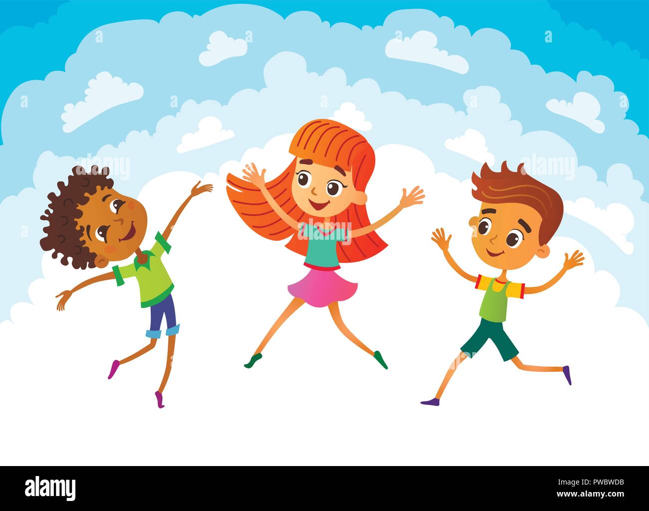Happy children outside Stock Vector Images - Alamy