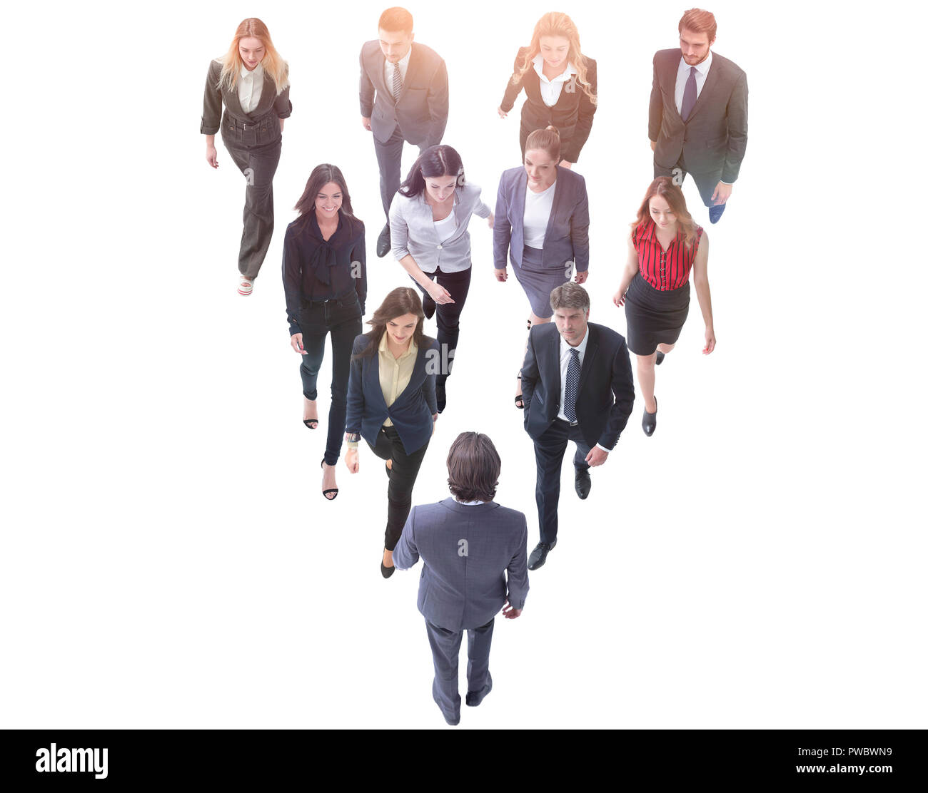 going business people behind the leader. isolated on white Stock Photo ...