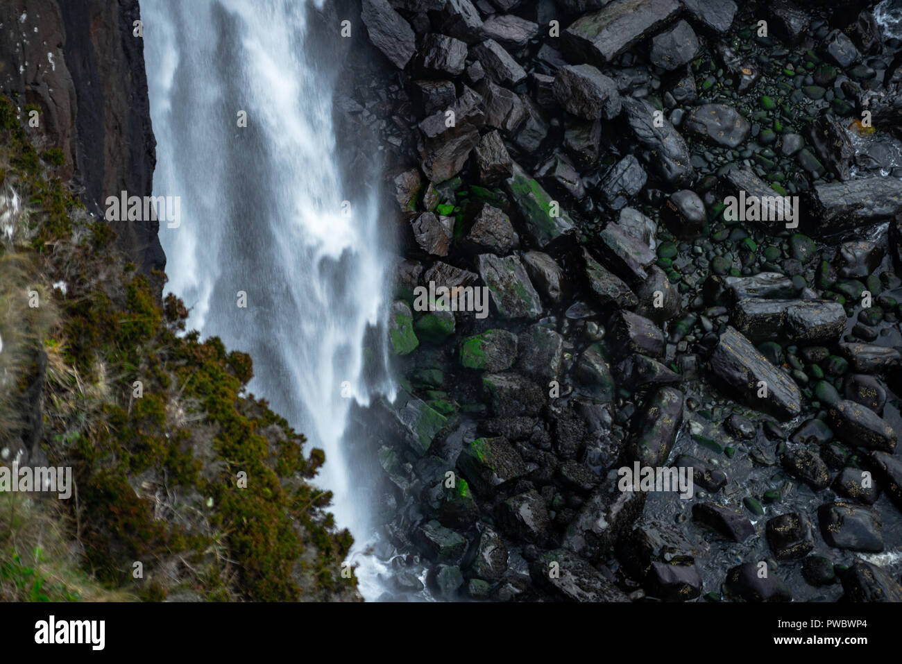 Kilt Rock Waterfall and Cliffs, Isle Of Skye, Scotland, Uk Stock Photo ...