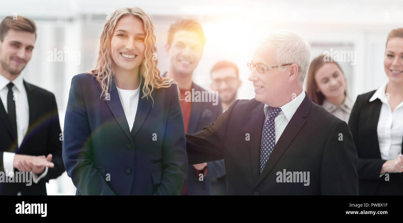 happy business woman and senior business partner Stock Photo - Alamy