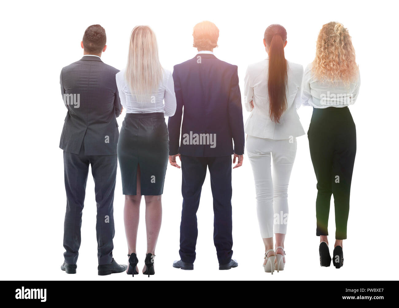 Back view group of business people. Rear view. Isolated over white ...