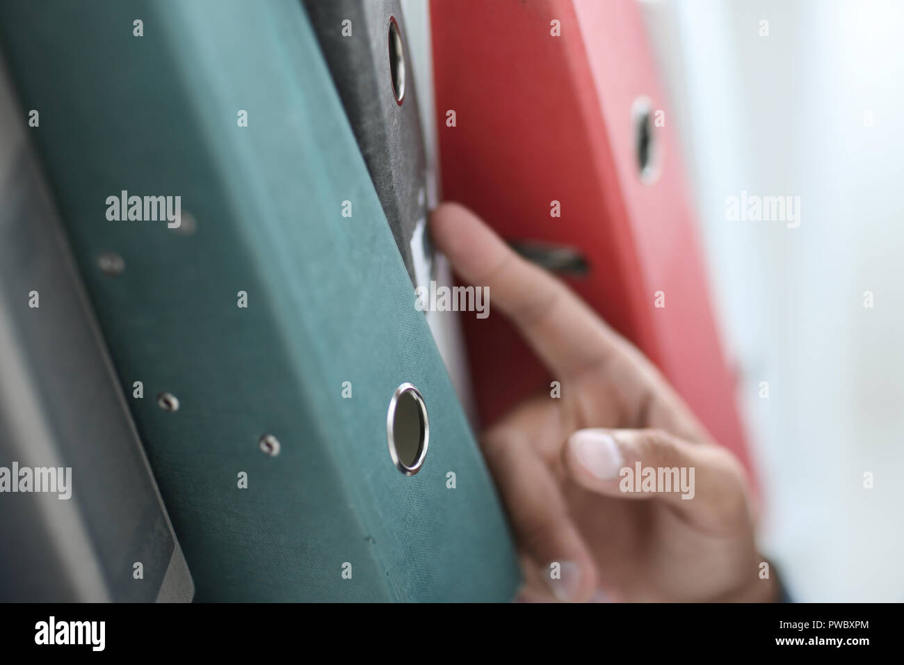 office document folders standing in a row Stock Photo - Alamy