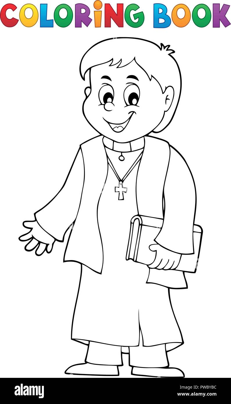 Coloring book young priest topic 1 - eps10 vector illustration Stock ...
