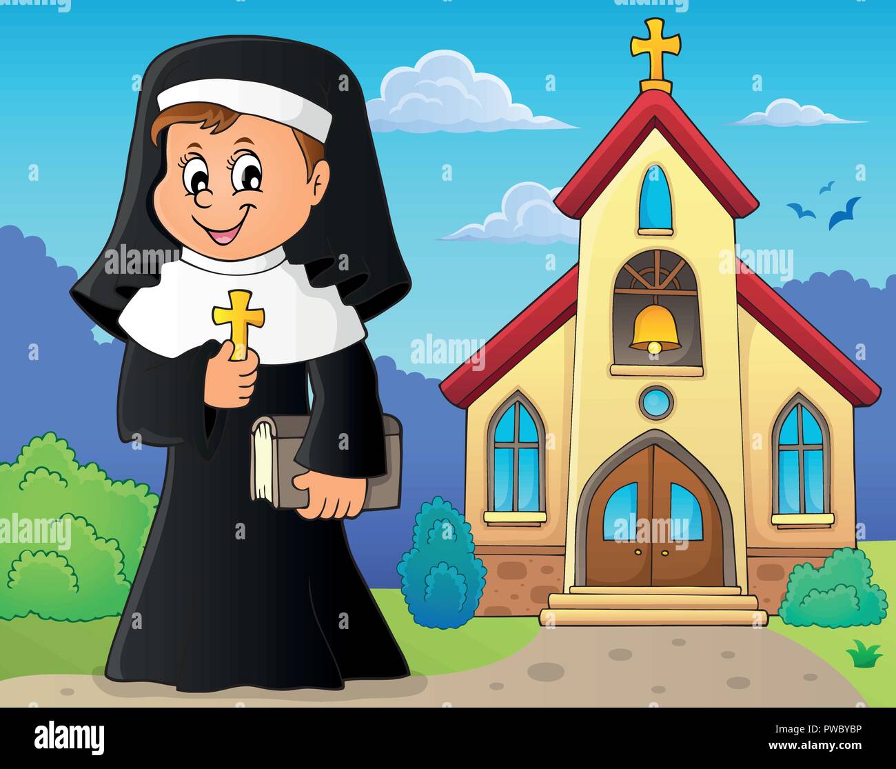 Happy nun topic image 2 - eps10 vector illustration Stock Vector Image ...