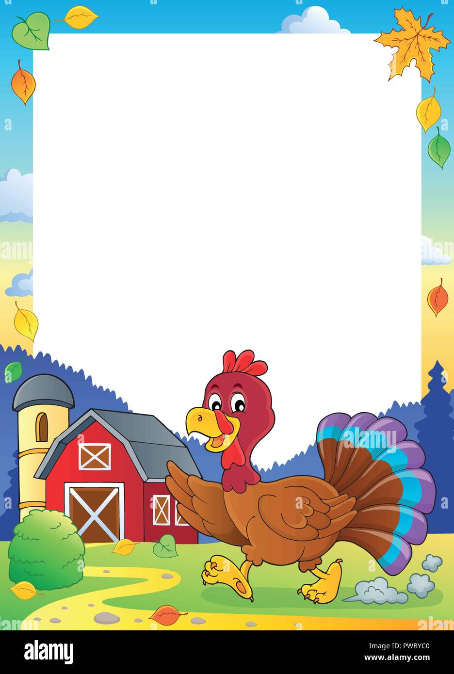 Running turkey bird theme frame 1 - eps10 vector illustration Stock ...