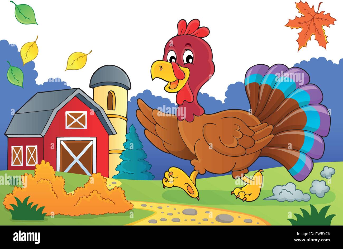 Running turkey bird theme image 3 - eps10 vector illustration Stock ...