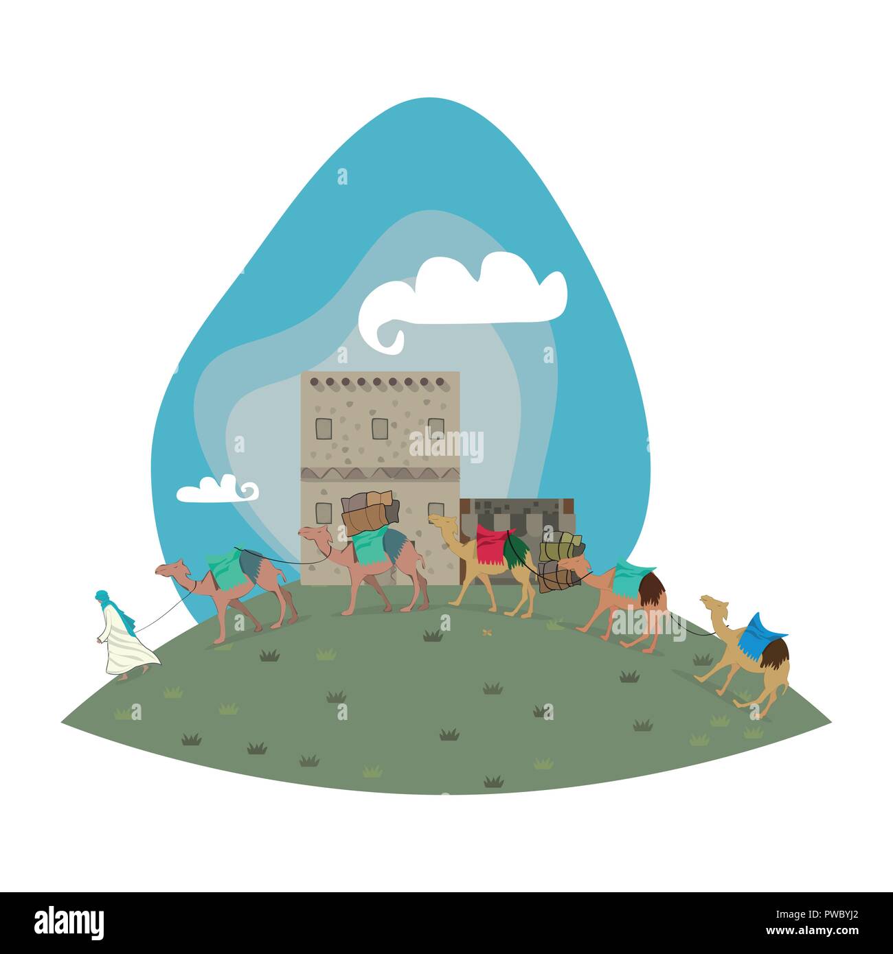Islamic historical drawings set for children Stock Vector Image & Art ...