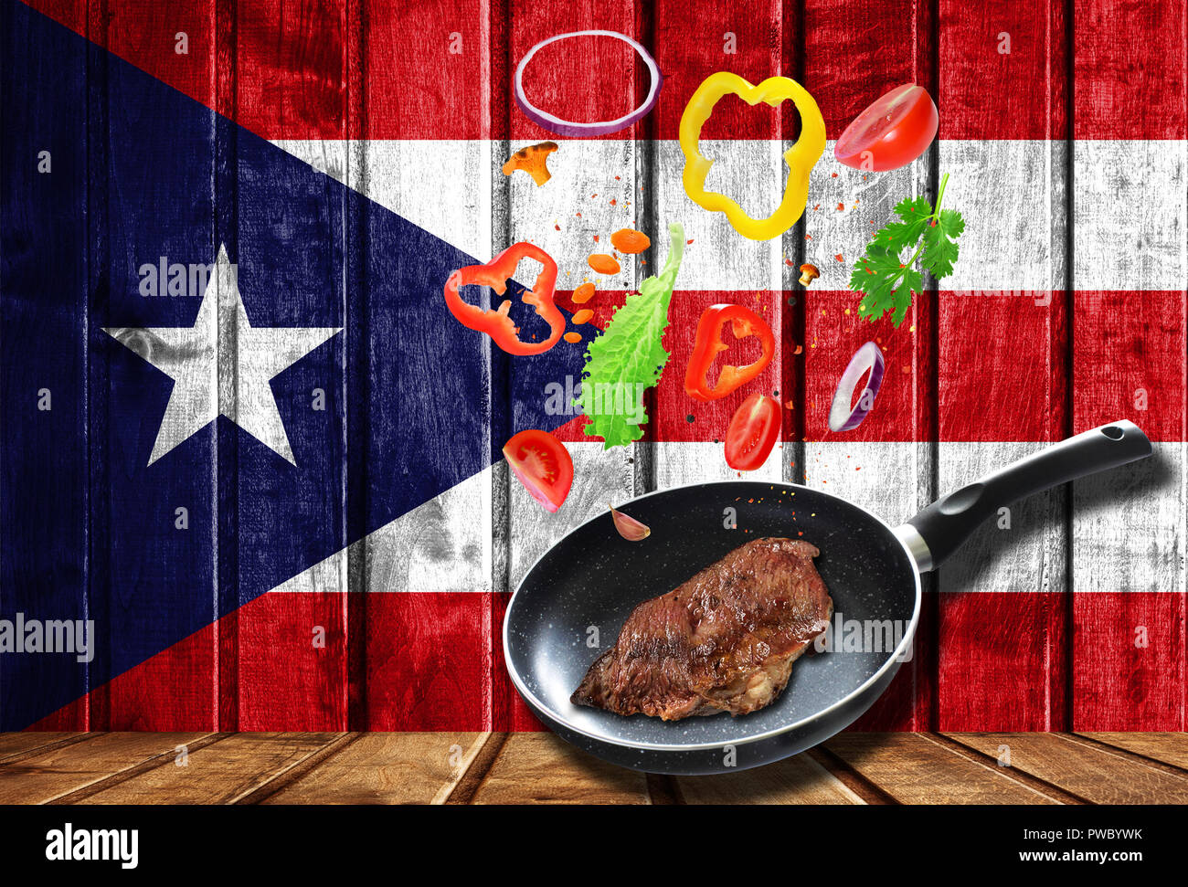 Cooking process. Hot movement. Fresh vegetables falling into the pan ...