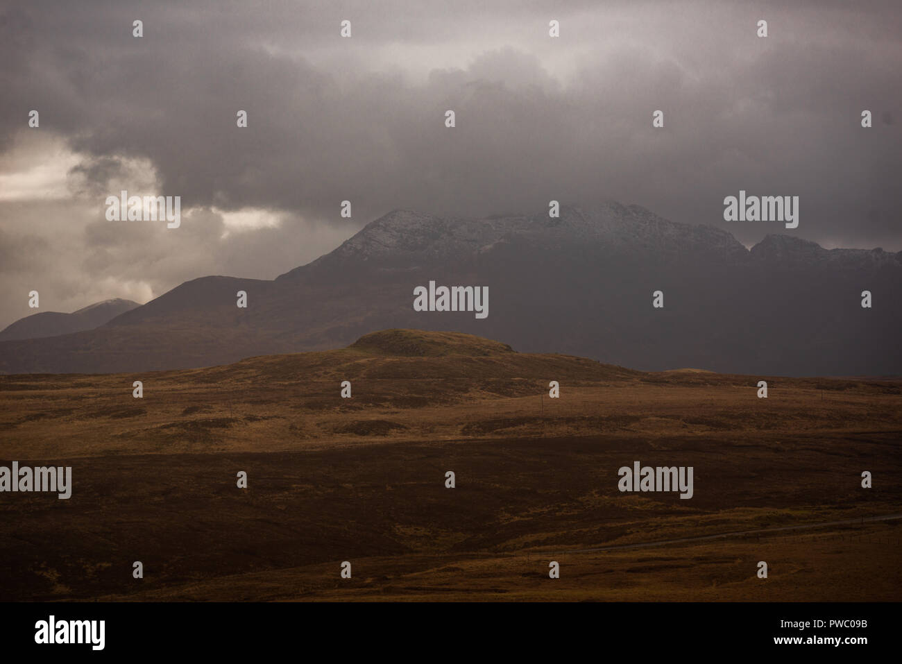 snow capped mountains of the Black Cuillin, Isle of Skye, Scotland, Uk ...