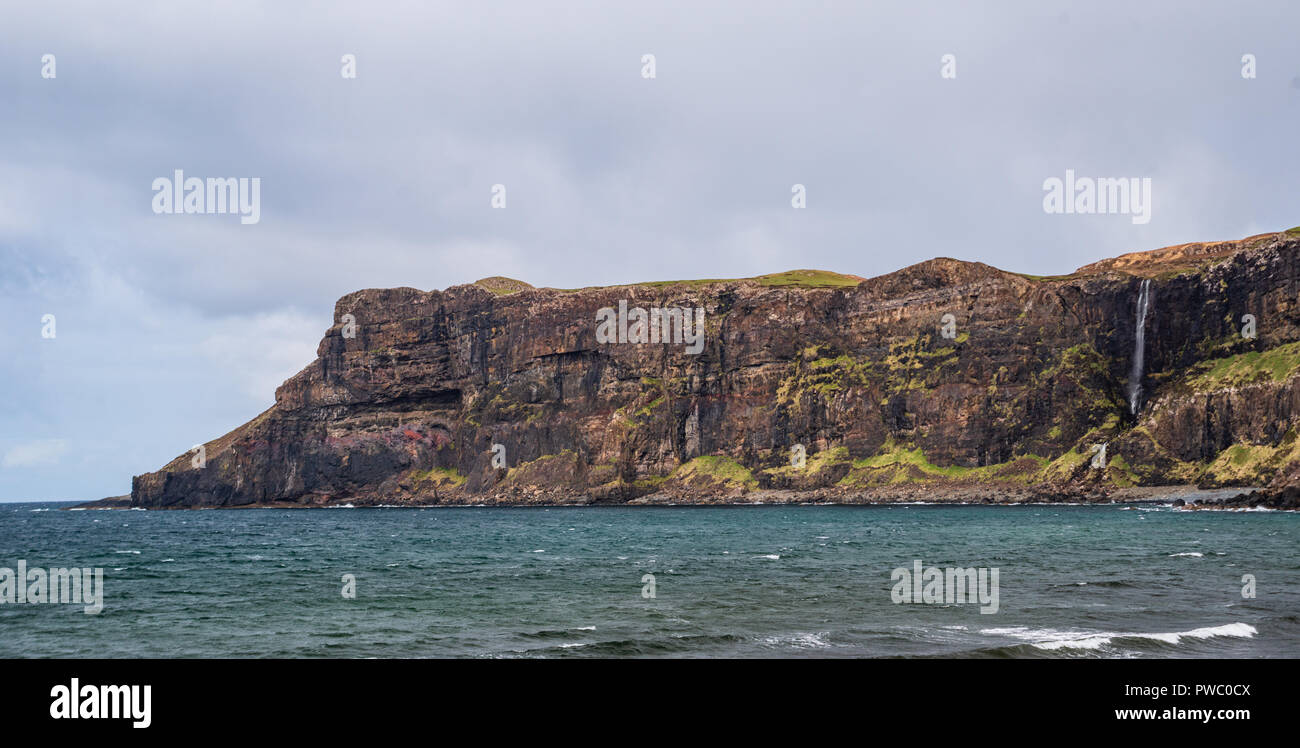 Waterfall and beach Talisker Bay, Sile of Skye, Inner Hebrides Scotland ...