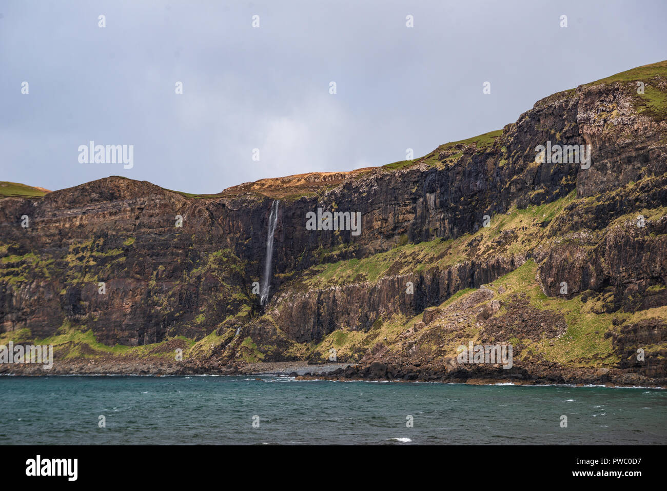 Waterfall and beach Talisker Bay, Sile of Skye, Inner Hebrides Scotland ...
