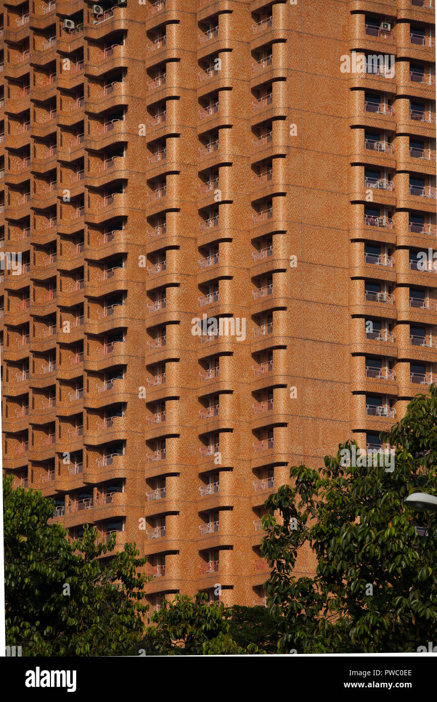 Brown colour architecture which reminds of brutalist design, Singapore ...