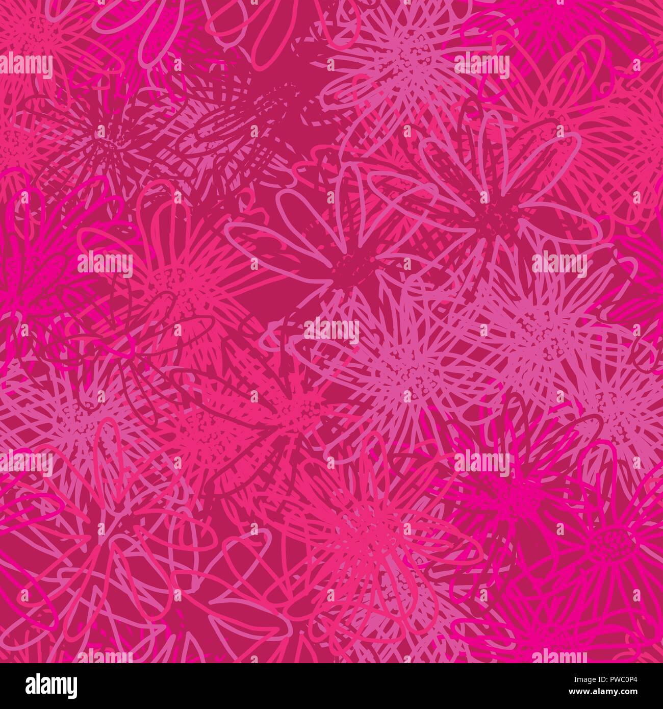 Abstract Pink Flowers-Monochromatic Flowers. Seamless repeat Pattern ...