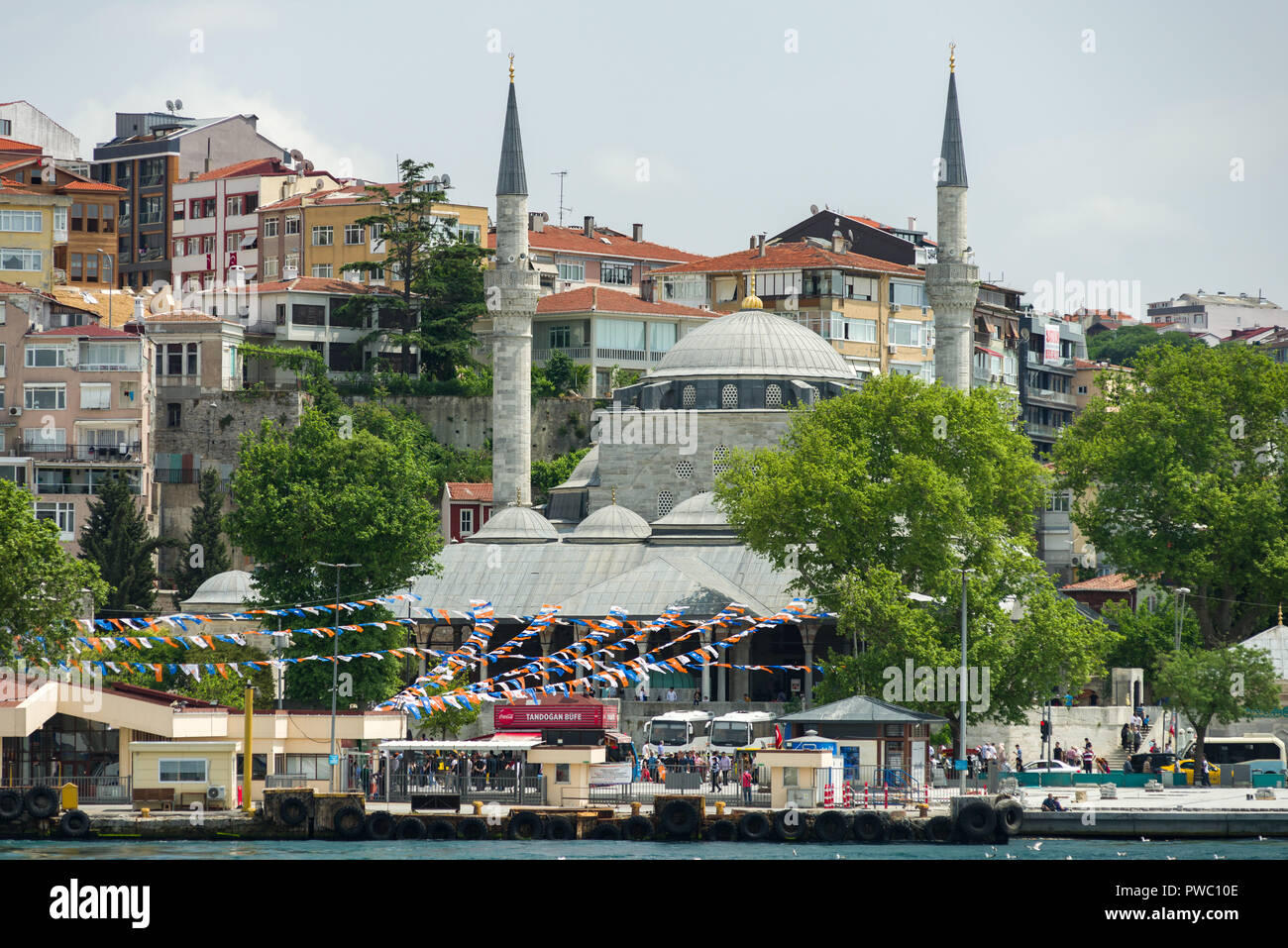 Mihrimah Sultan mosque by Uskudar port, Istanbul, Turkey Stock Photo ...