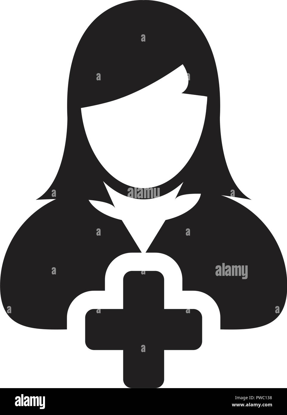 Add user icon vector female person profile avatar with plus symbol in ...