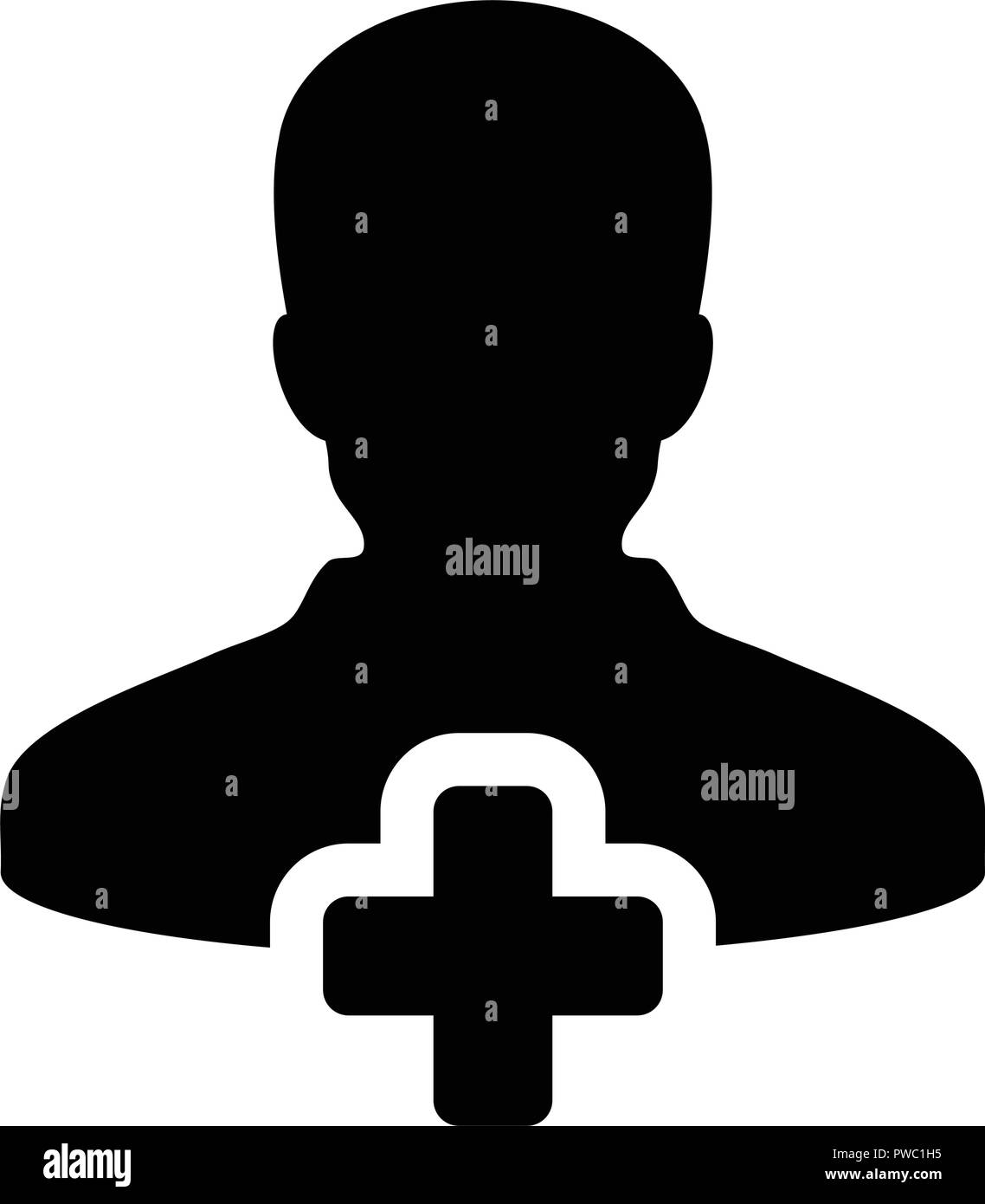 Create new user icon vector male person profile avatar with plus symbol ...