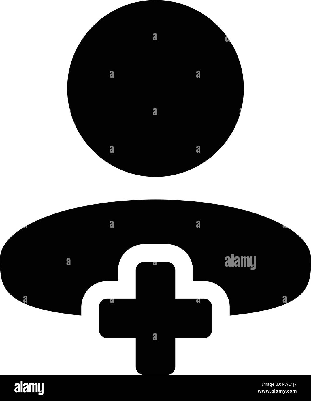 Avatar icon vector male add user person profile with plus symbol in ...