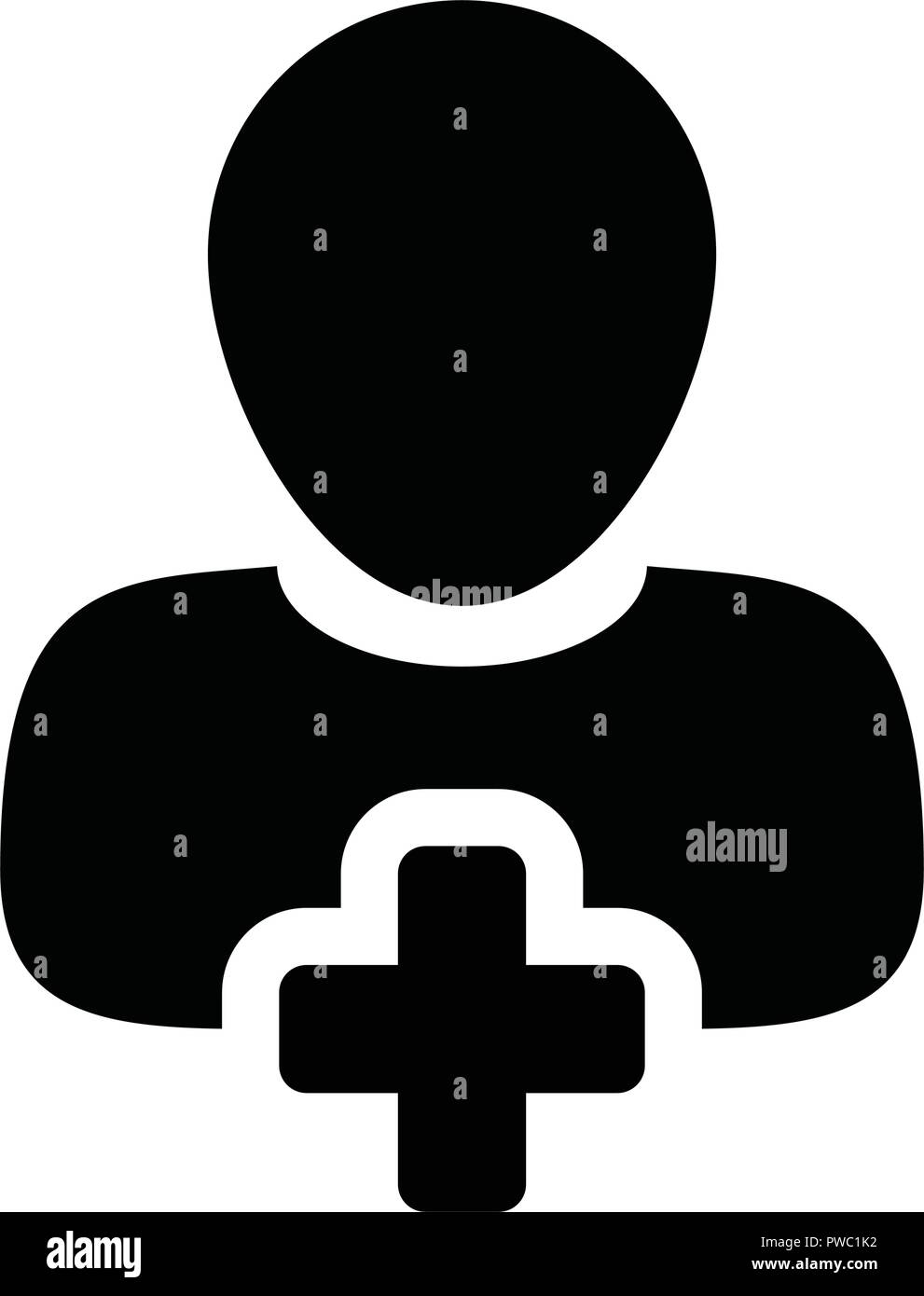 New user icon vector male person profile avatar with plus symbol in ...