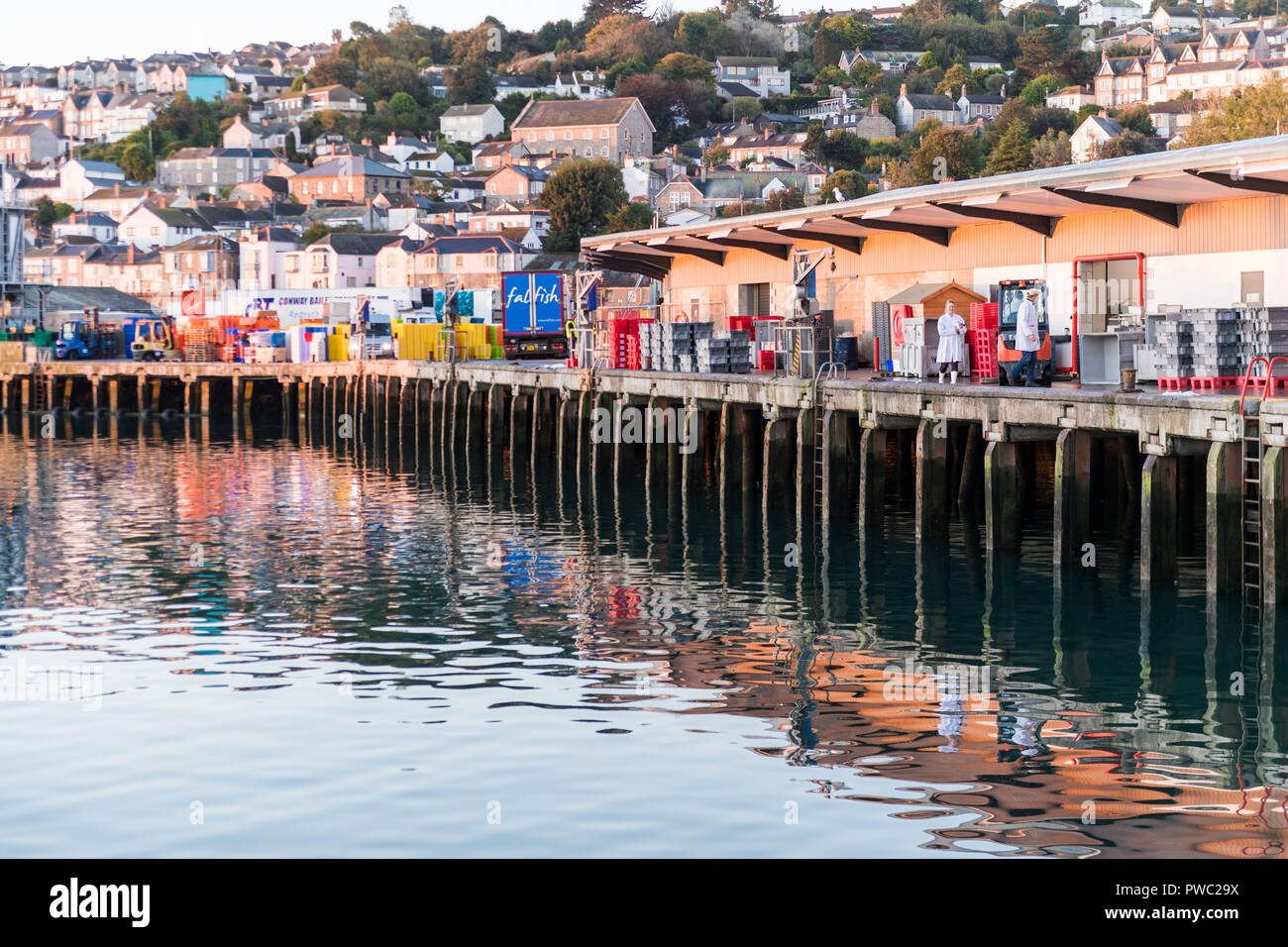 Crates of fish Newlyn harbour UK Stock Photo - Alamy