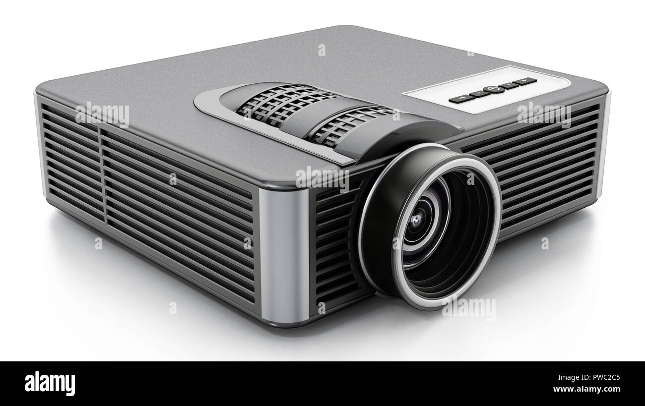 Generic projector isolated on white background. 3D illustration Stock ...