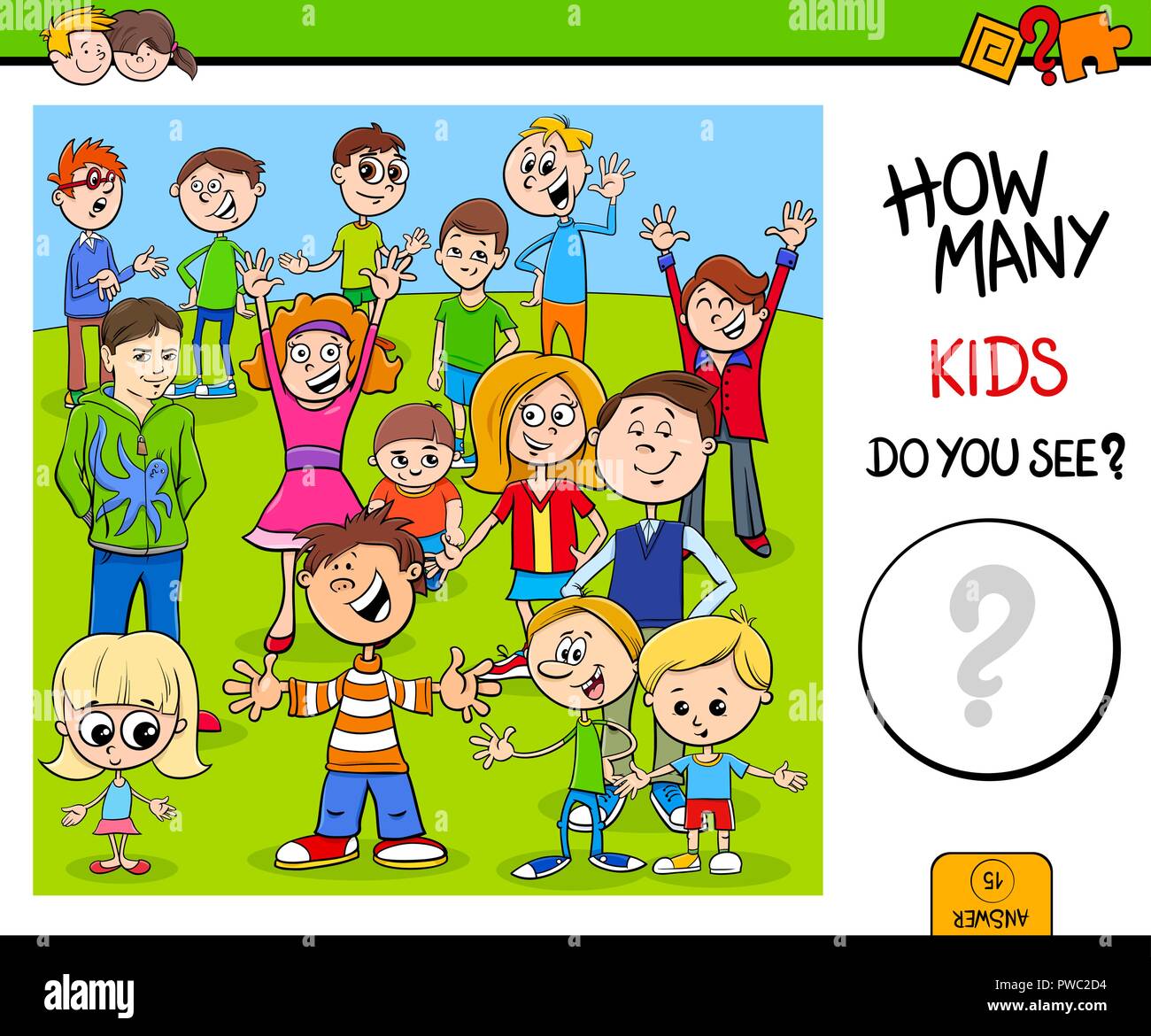 Cartoon Illustration of Educational Counting Activity Game for Children ...