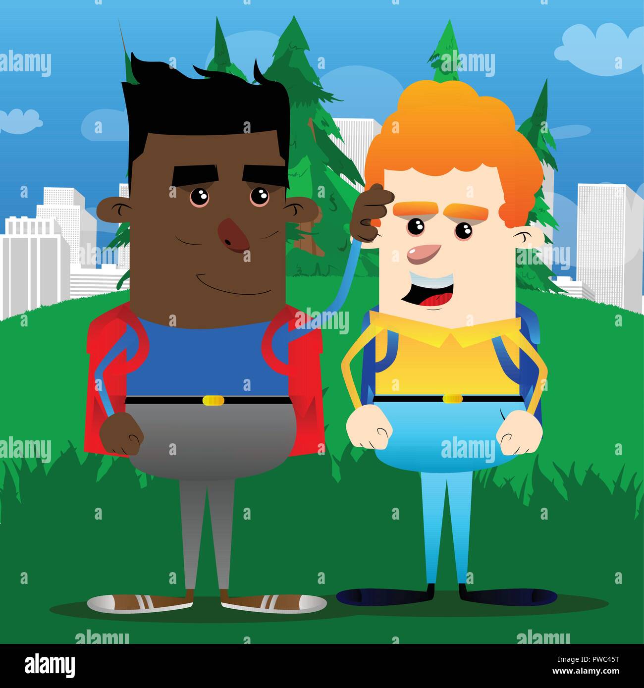 Child comforting another child hi-res stock photography and images - Alamy