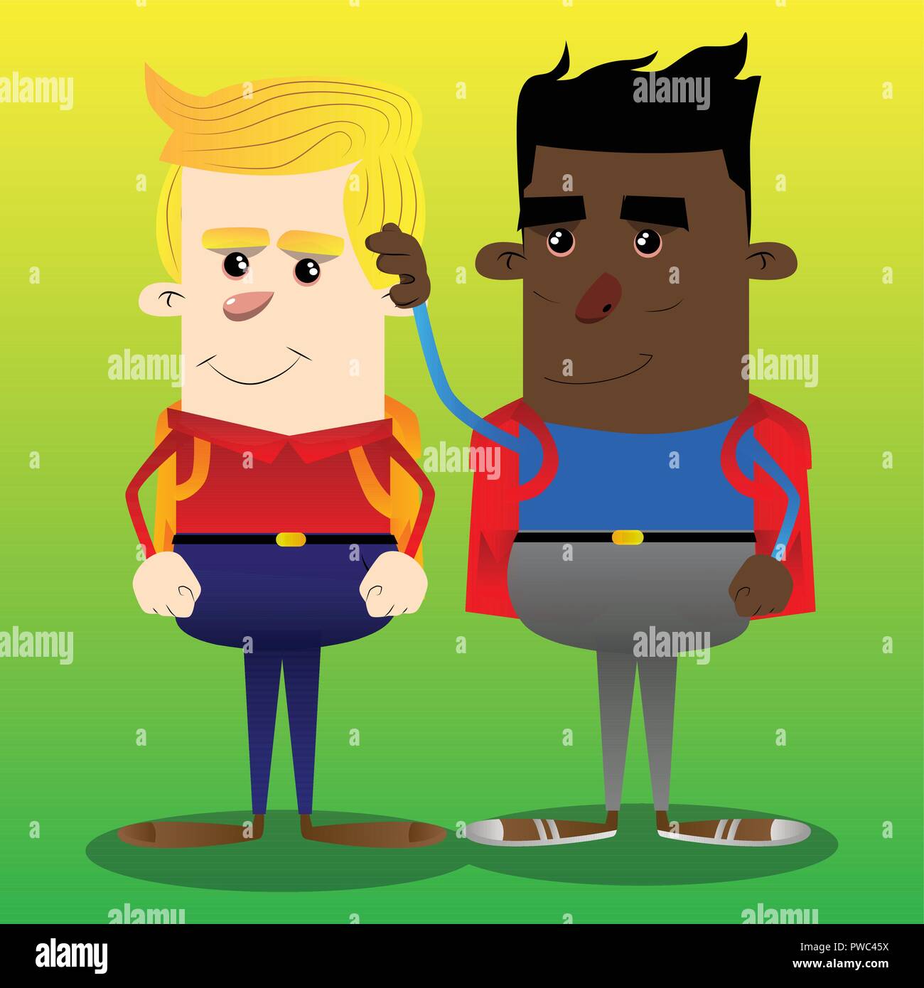 Schoolboys comforting another. Vector cartoon character illustration ...