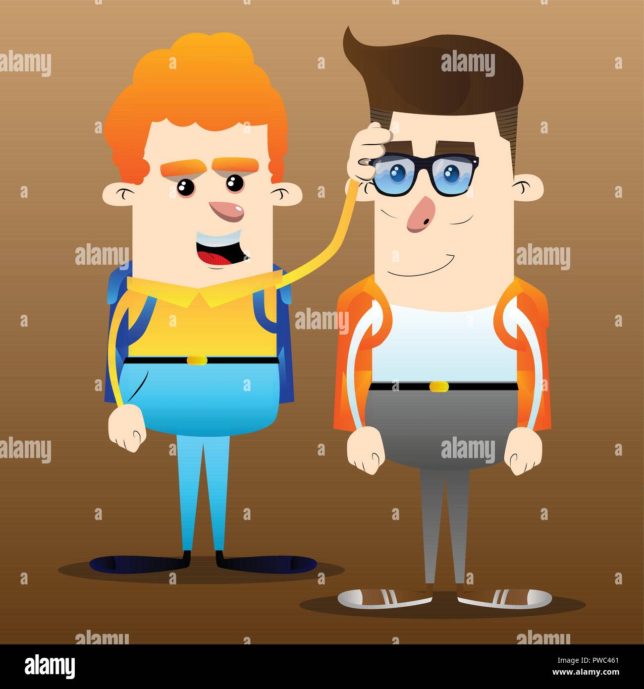 Schoolboys comforting another. Vector cartoon character illustration ...