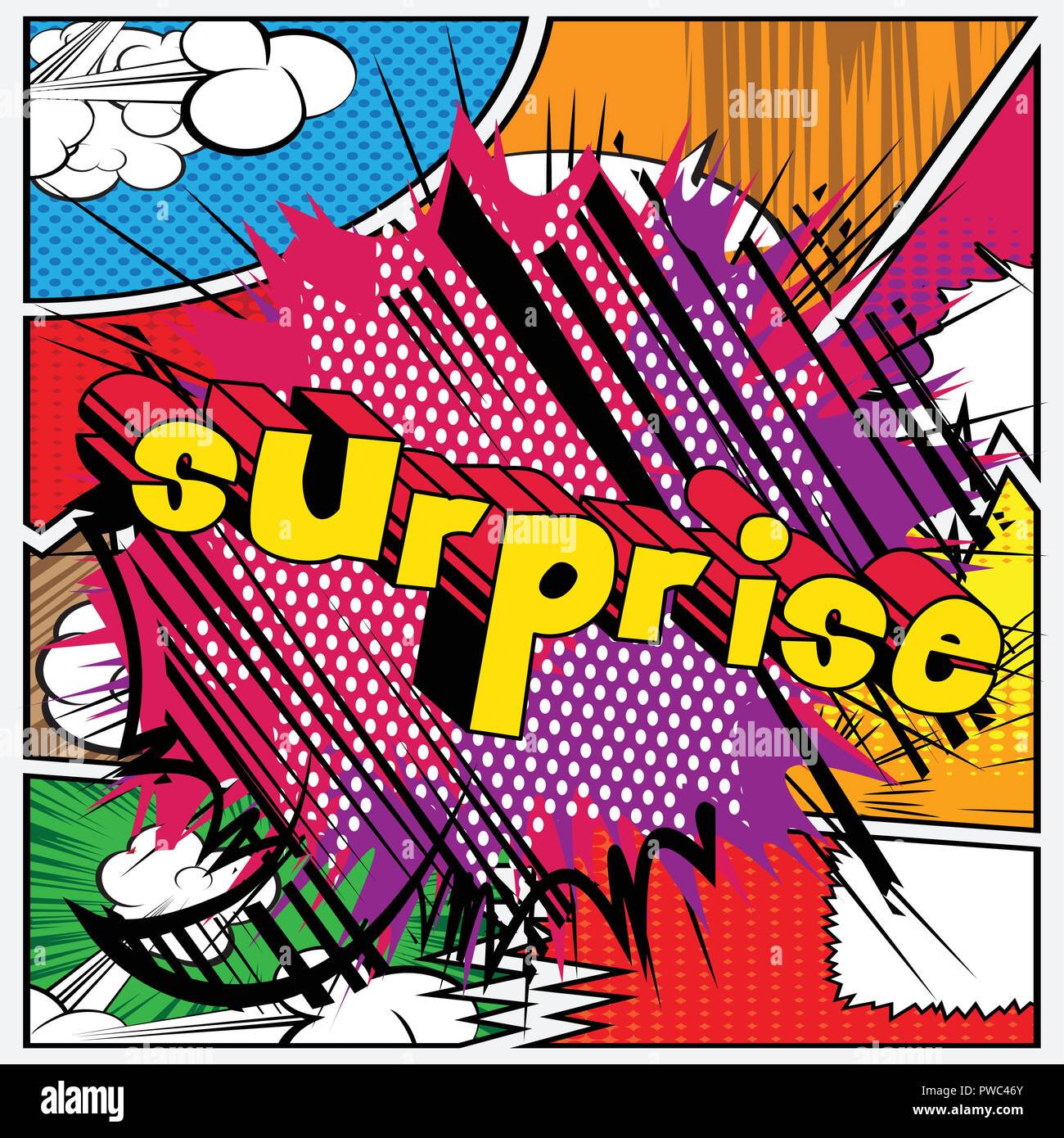 Surprise - Vector illustrated comic book style phrase Stock Vector ...