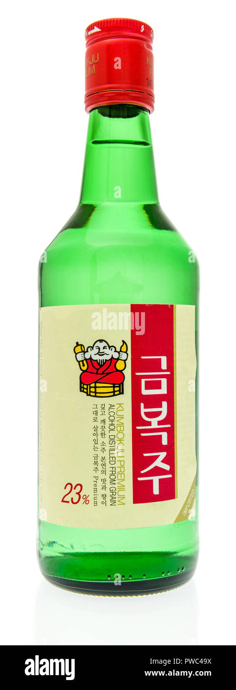 Winneconne, WI - 7 October 2018: A single bottle of Kumbokju soju from ...