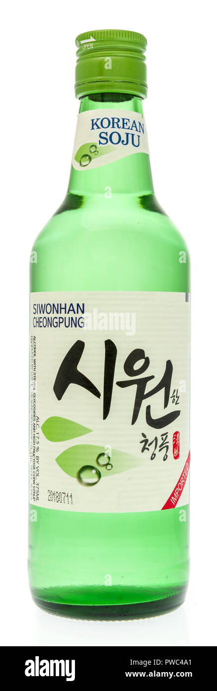 Winneconne, WI - 7 October 2018: A single bottle of Siwonhan Cheongpung ...
