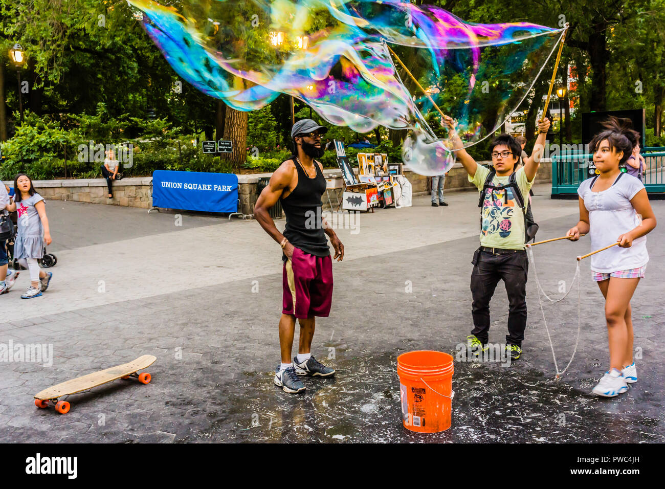 Blowing Bubbles Union Square Manhattan New York, New York, USA Stock ...