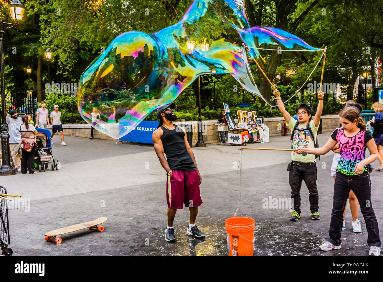 Blowing Bubbles Union Square Manhattan New York, New York, USA Stock ...