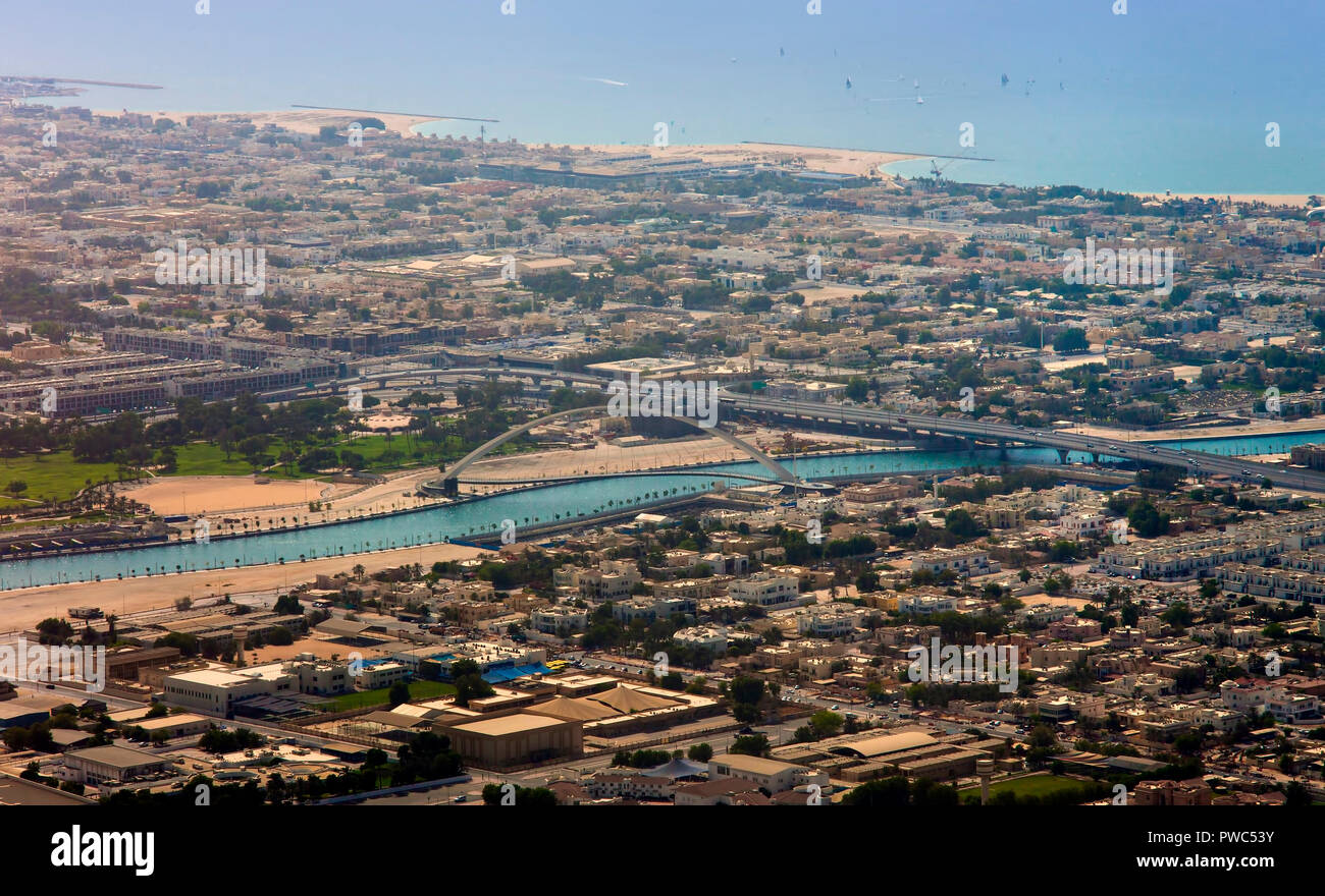 Tolerance bridge in Dubai city, UAE. aerial view Stock Photo - Alamy