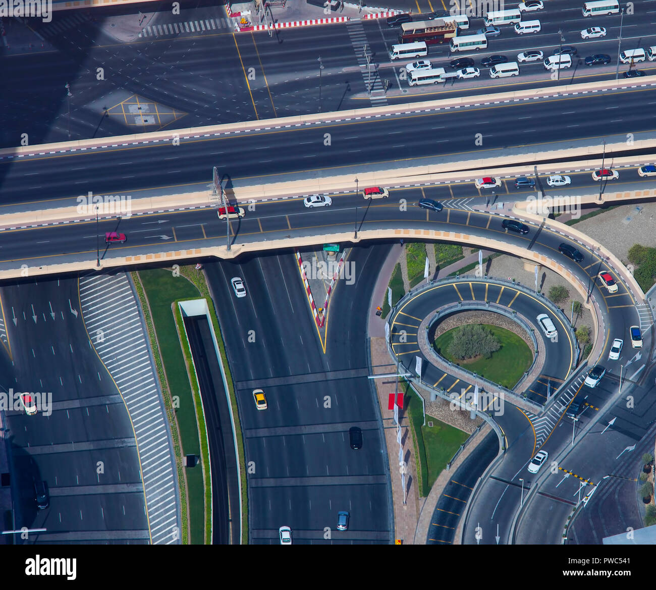 aerial view of intersection with car traffic in the city Stock Photo ...