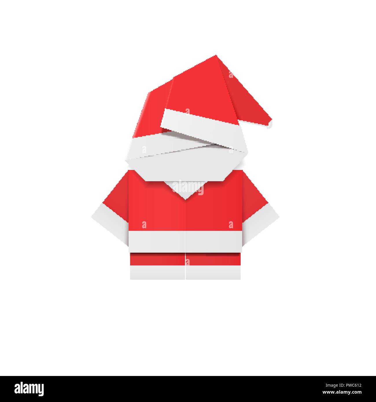 Red paper Santa Claus. Origami Father Christmas. New Year decoration ...