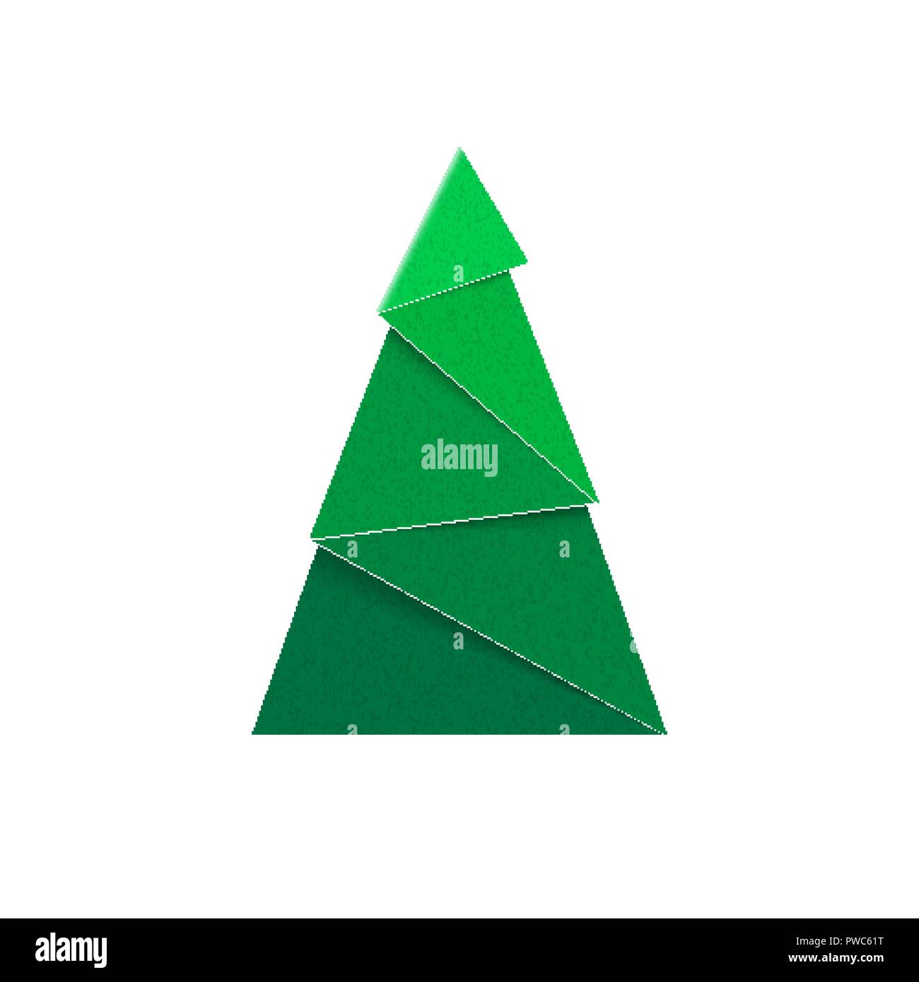Paper Christmas tree. Papercraft green fir sign of New Year Stock ...