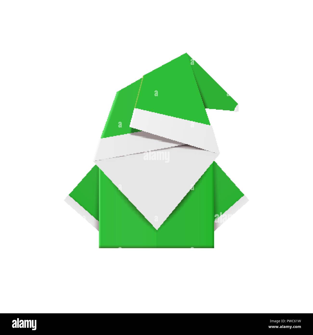 Green origami elf. Christmas decoration toy from paper Stock Vector ...