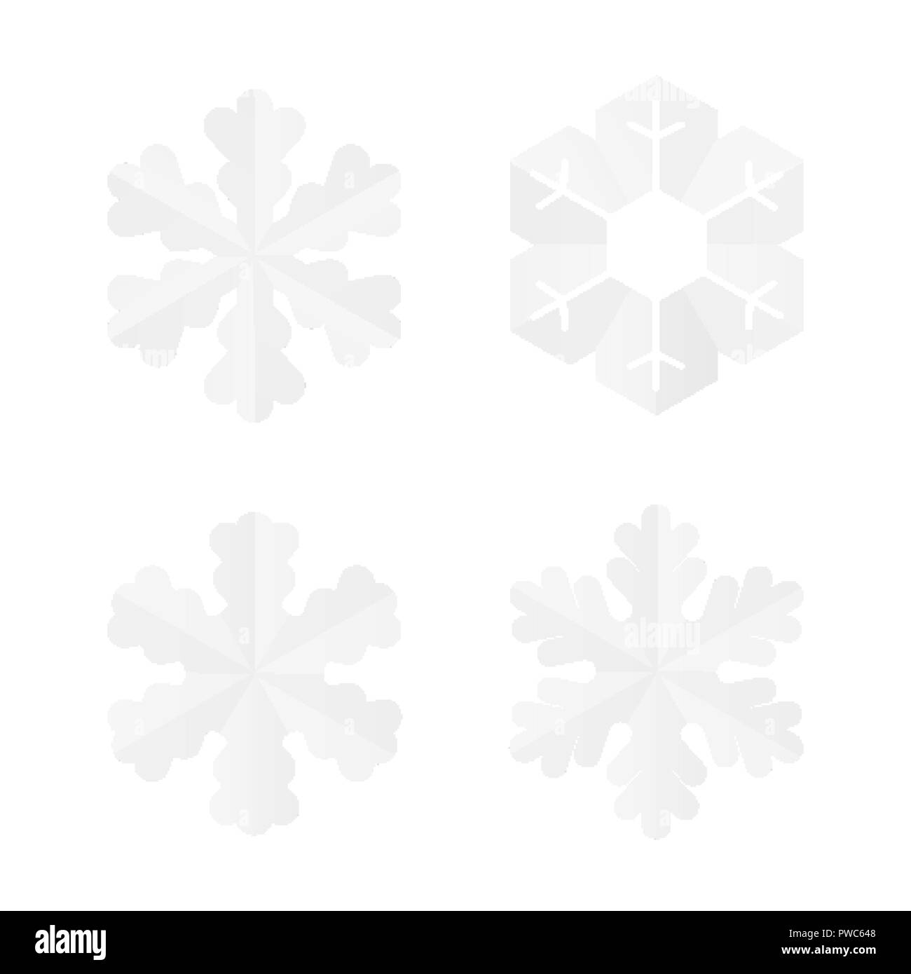 Paper made snowflakes. White origami winter snow flakes Stock Vector ...